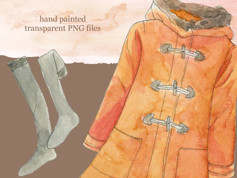 Watercolor Fall Autumn Winter Fashion Clipart, Sweaters, Coats, Digital ...