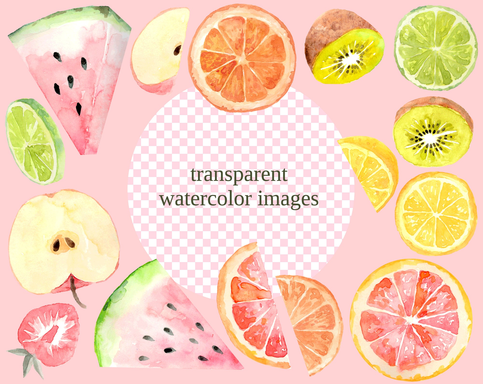 Fruit Slices Illustration, Watercolor Png Instant Download, Citrus ...