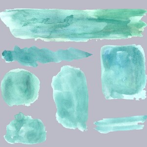Teal Splotches Watercolor Clipart Paint Brush Strokes Clip Art Ocean ...
