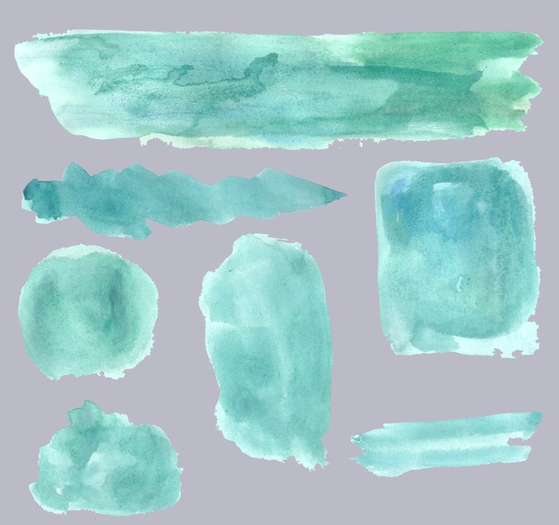 Teal Splotches Watercolor Clipart Paint Brush Strokes Clip Art - Etsy