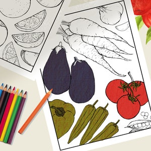 Fruits and Vegetables Printable Coloring Pages for Teachers and Senior ...