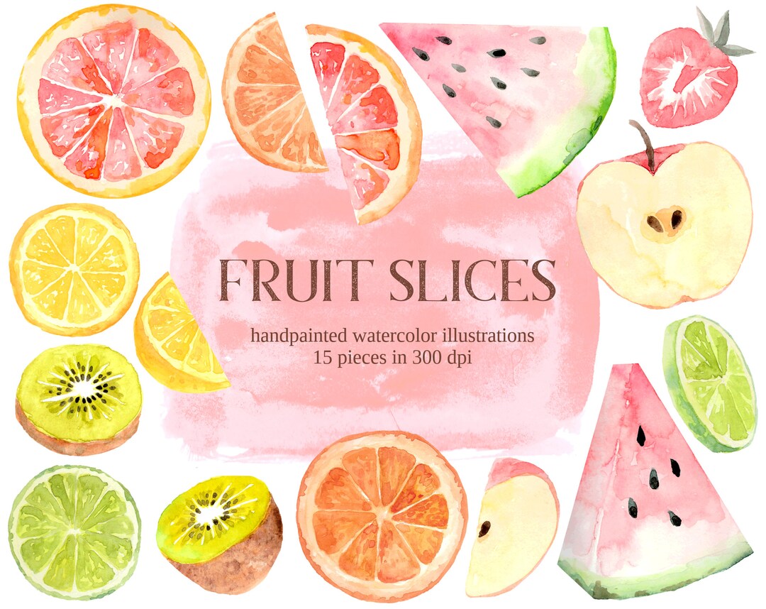 Fruit Slices Illustration, Watercolor Png Instant Download, Citrus ...