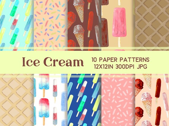 Ice Cream Scrapbook Paper Pack Repeating Seamless Pattern - Etsy