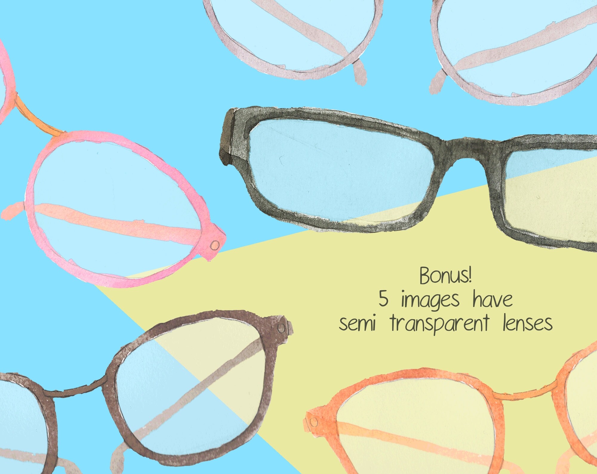 Glasses Sunglasses Watercolor Clipart, Digital Download, Summer Fun ...