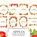 Watercolor Red Apple Frames and Borders PNG Clipart - Etsy
