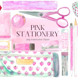Pink Stationery Clipart, Png Download, Back to School Set, School ...
