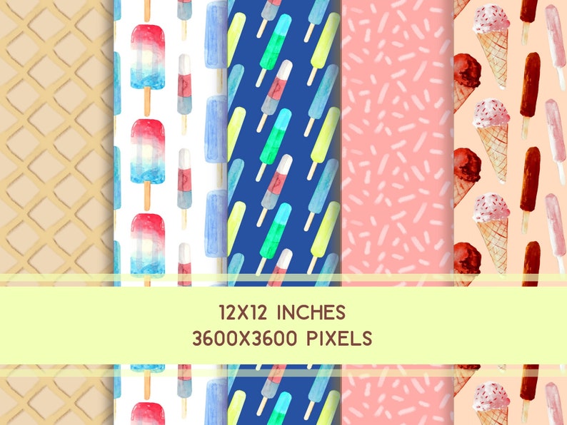 Ice Cream Scrapbook Paper Pack Repeating Seamless Pattern - Etsy
