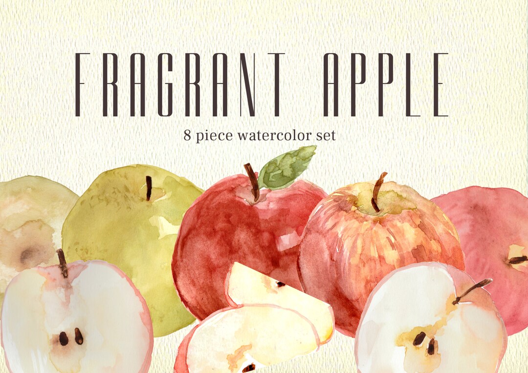 Fragrant Apple, PNG Watercolor Clipart, Fruit Handpainted Instant ...