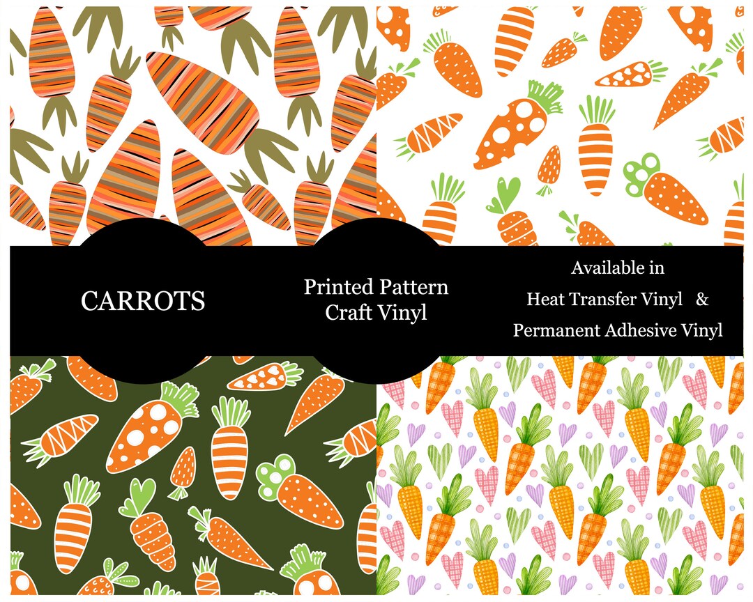Easter Carrots Vinyl Oracal 651 Permanent Adhesive Decals Stickers, Carrot Patterned HTV Heat ...
