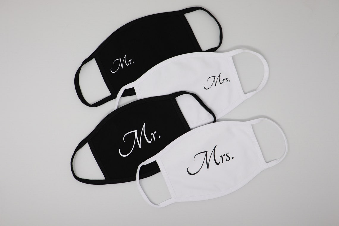 Mr & Mrs Couples Face Mask Set Custom Made in USA Double Layer | Etsy