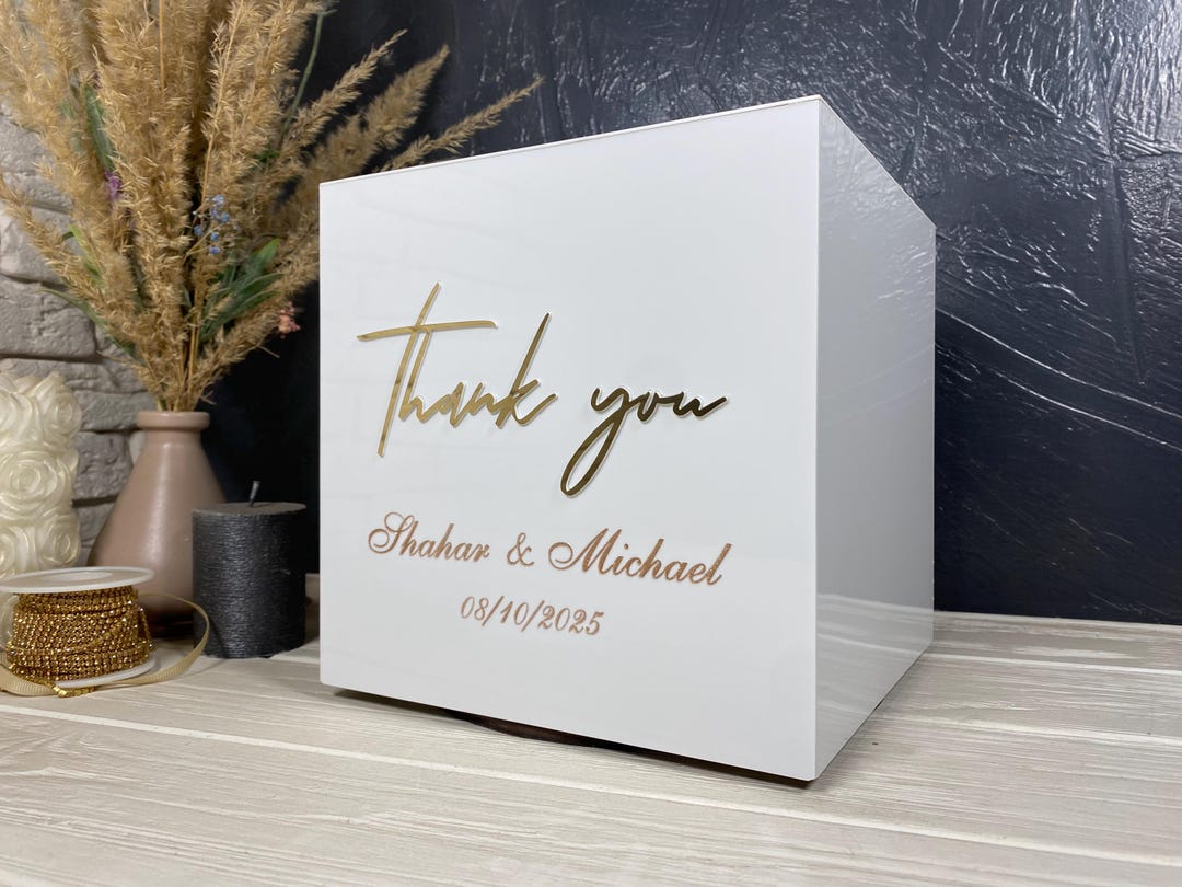 Personalized White Acrylic Wedding Card Box With Lock - Etsy