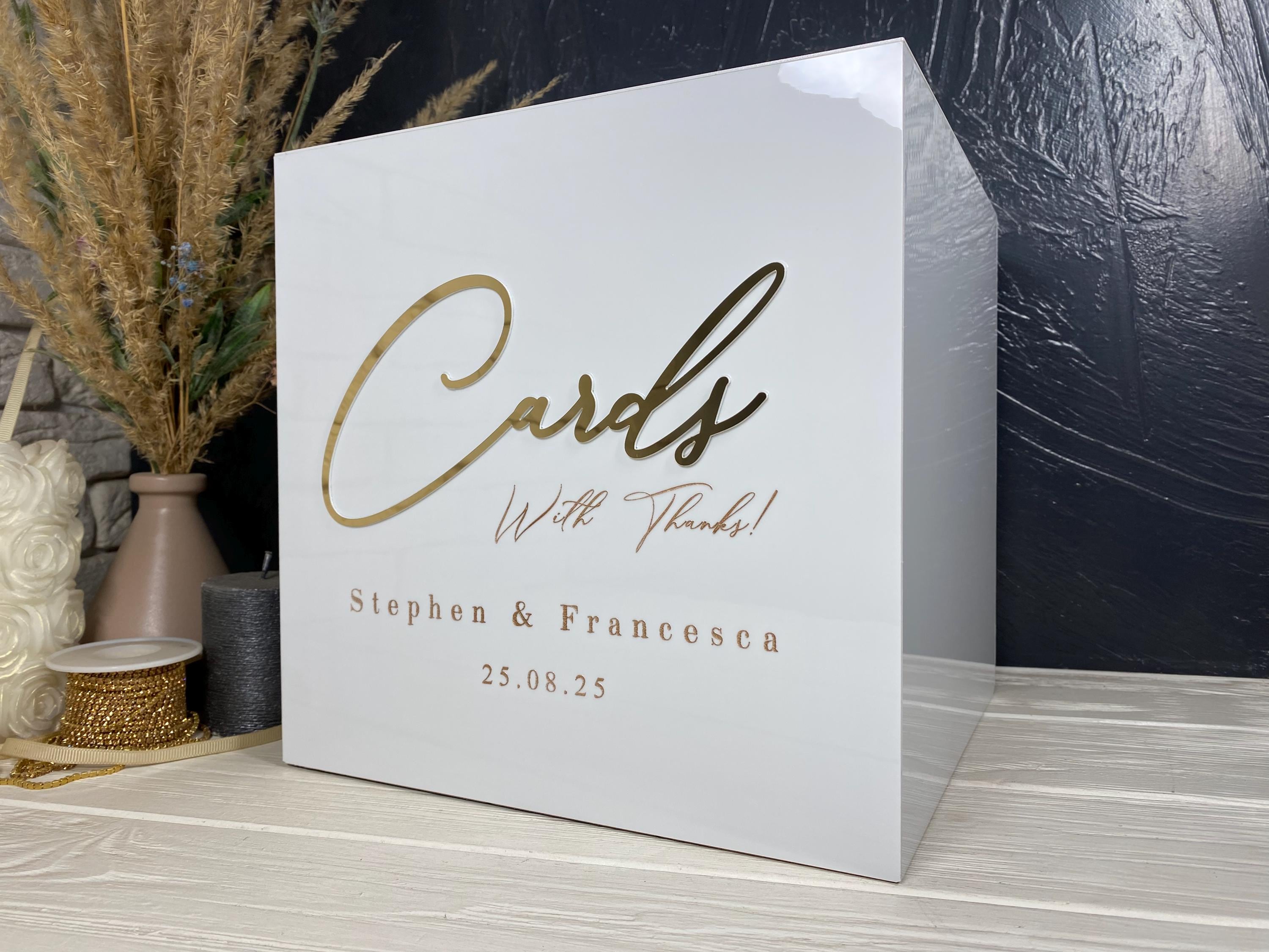 Personalized White Acrylic Wedding Card Box With Lock - Etsy