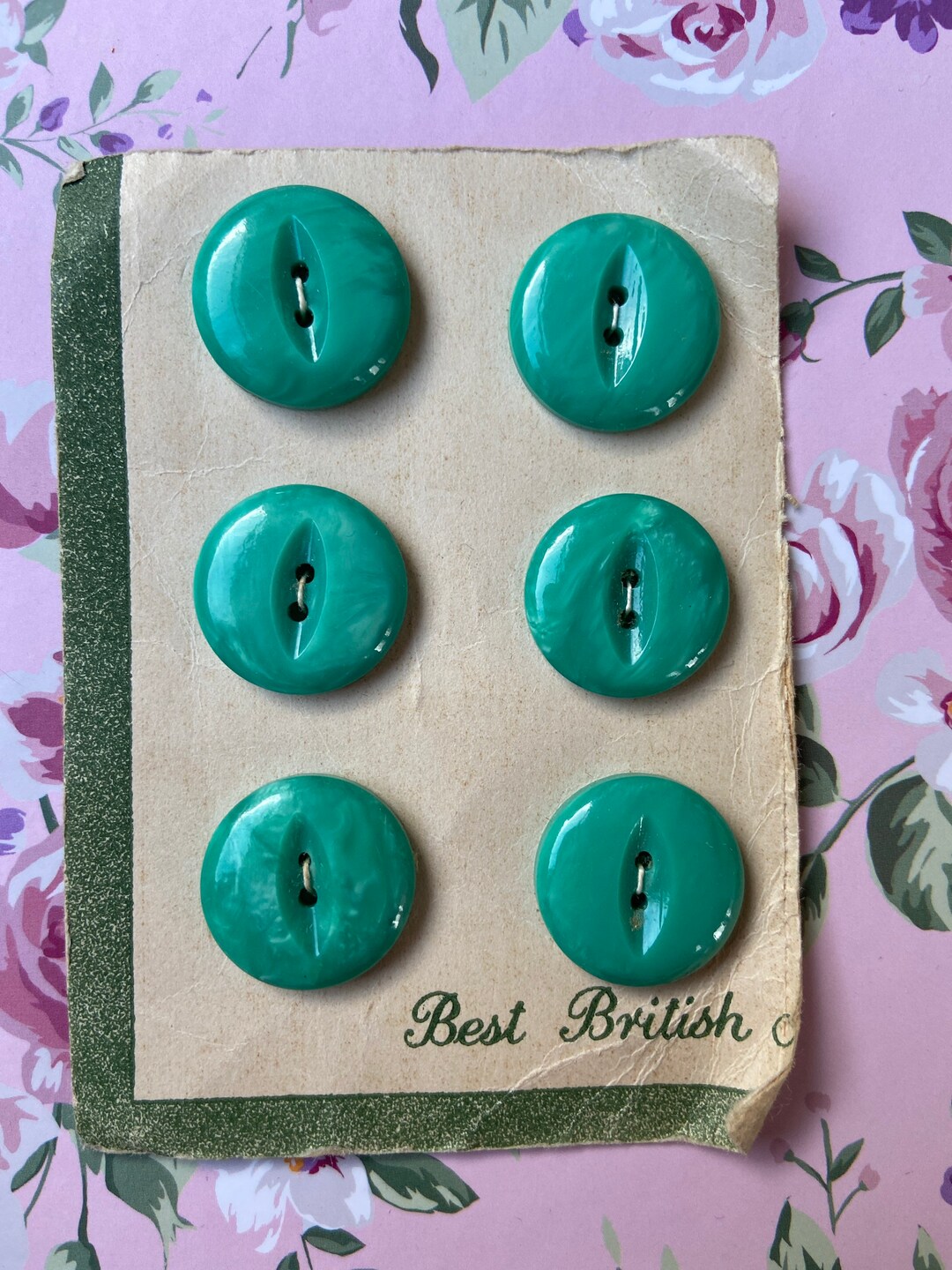 6 X Vintage New Old Bright Green Buttons. 23mm. - Etsy