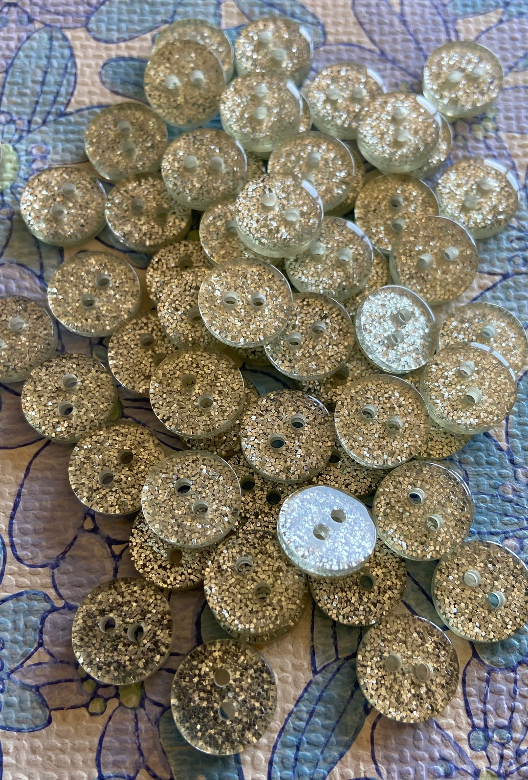 10 X New Vintage Clear Silver Glitter Buttons. 11mm. - Etsy