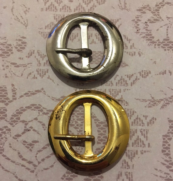 Vintage Silver/Gold Toned Round Metal Buckle. 32mm. | Etsy