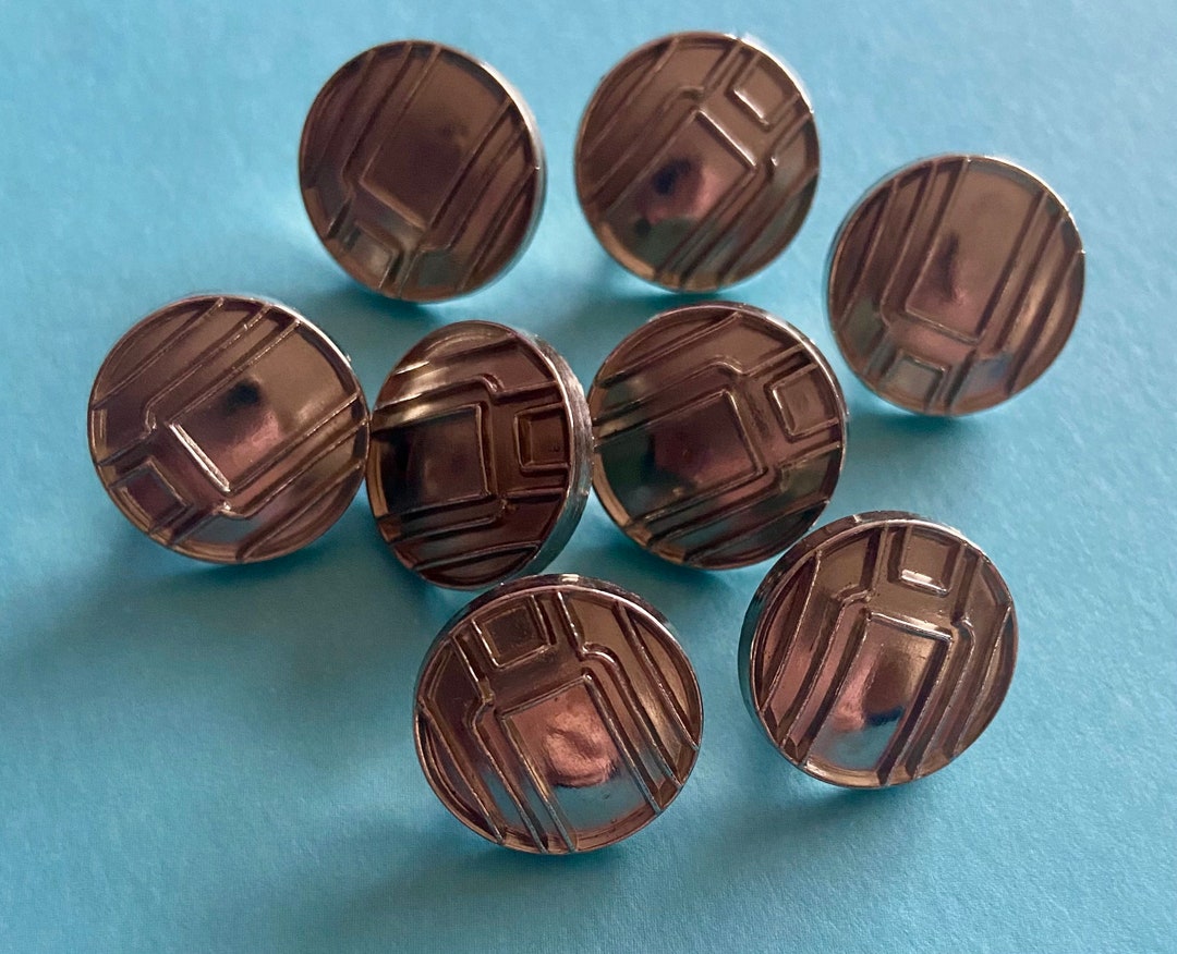 8 X Vintage Silver Toned Art Deco Style Buttons. 15mm. - Etsy