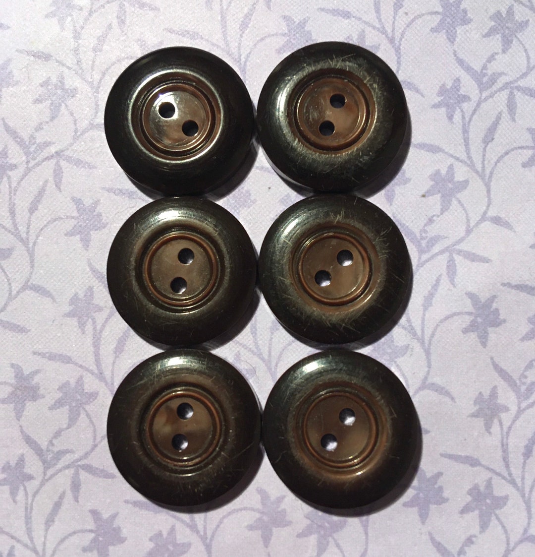 6 X Vintage Brown Double Ring Buttons. 18mm. - Etsy