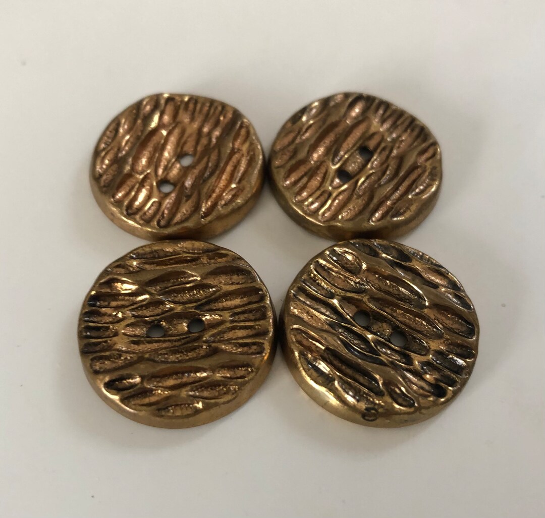 4 X Vintage Gold Toned Textured Buttons. 21mm. - Etsy