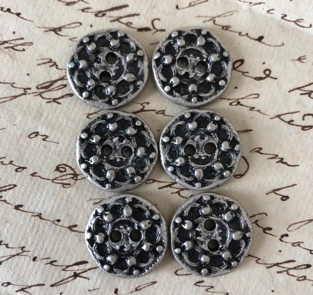 6 X New Vintage Silver Metal Decorative Buttons. 17mm. - Etsy