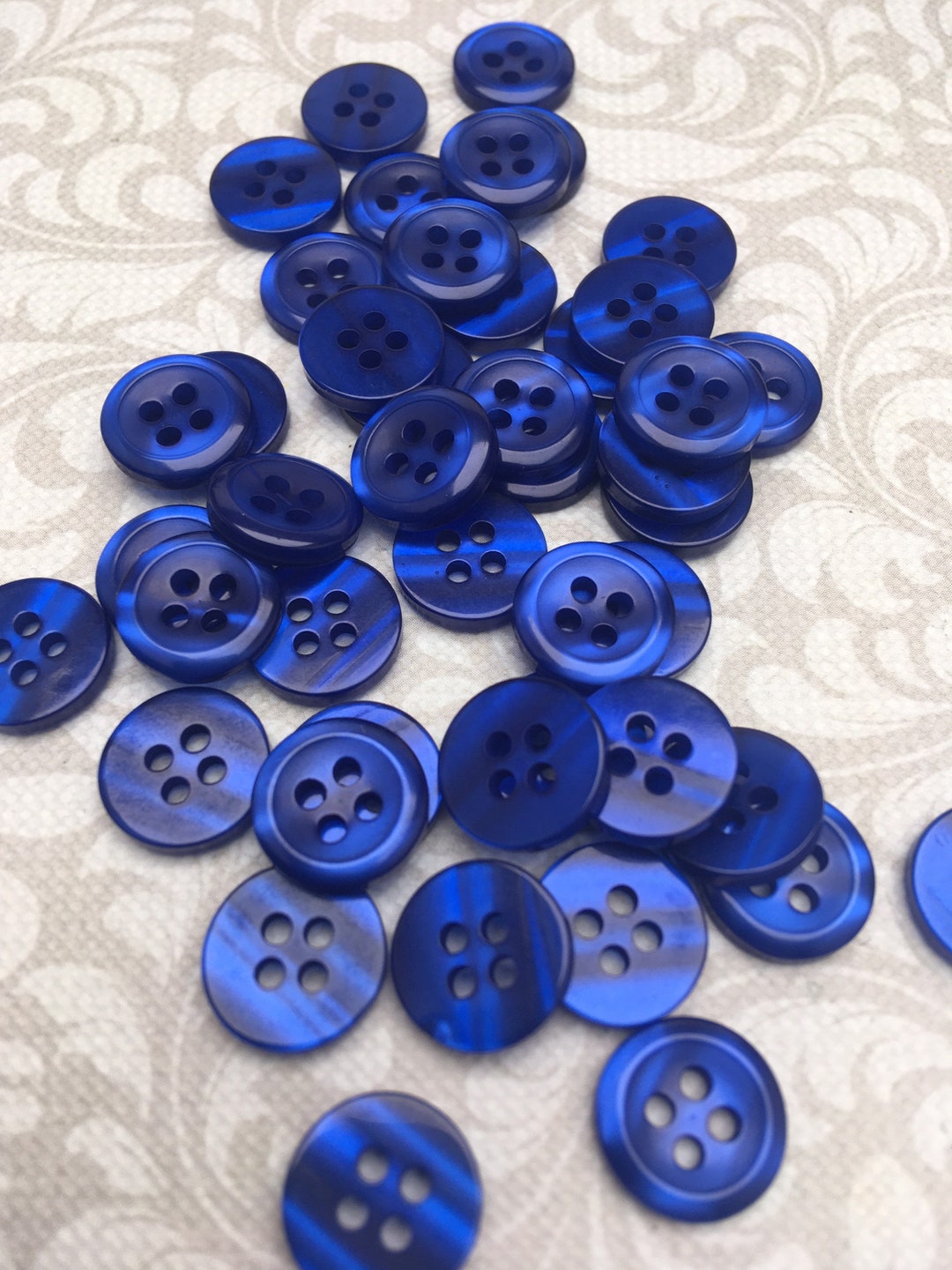 10 X Blue Four Hole Plastic Buttons. 11mm. - Etsy
