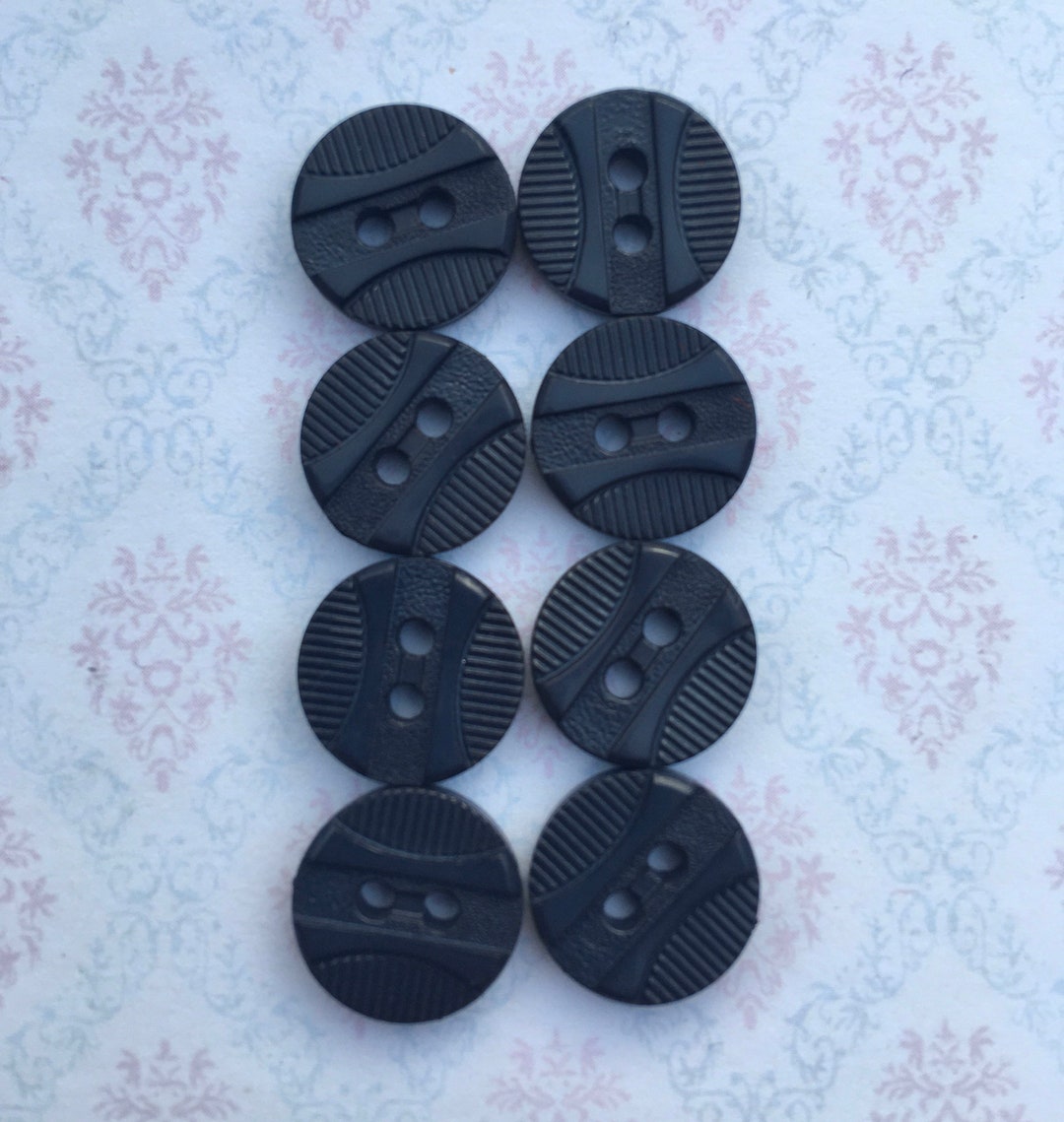 Set of Eight Vintage Dark Grey Ridged Plastic Buttons. 12mm. - Etsy