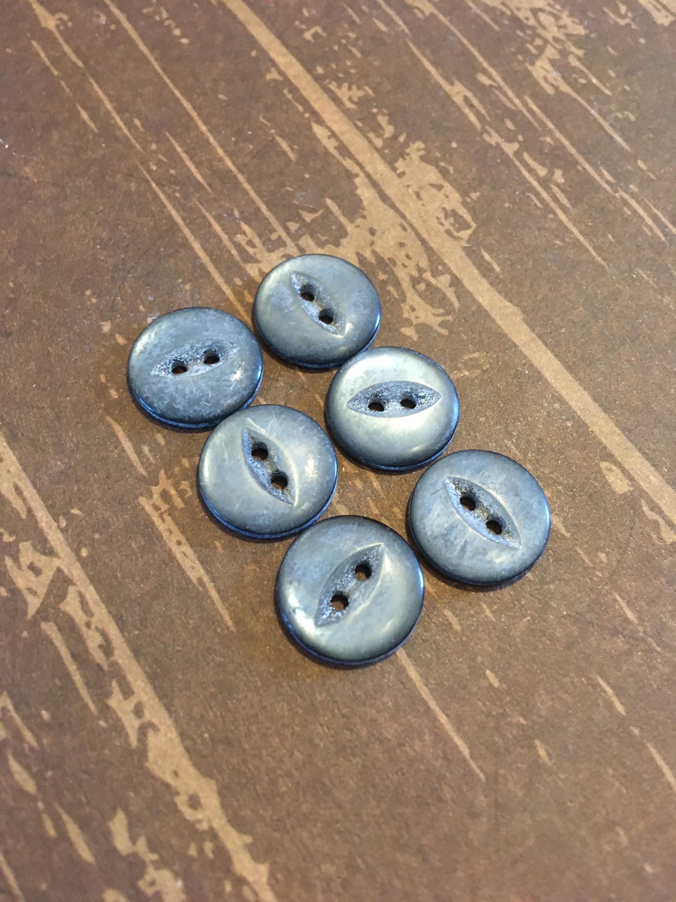 6 X Vintage Metallic Blue Fish Eye Buttons. 13mm & 19mm. | Etsy