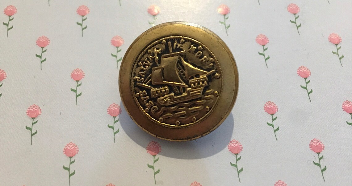 4 X Vintage Gold Toned Ship Buttons. 23mm. | Etsy