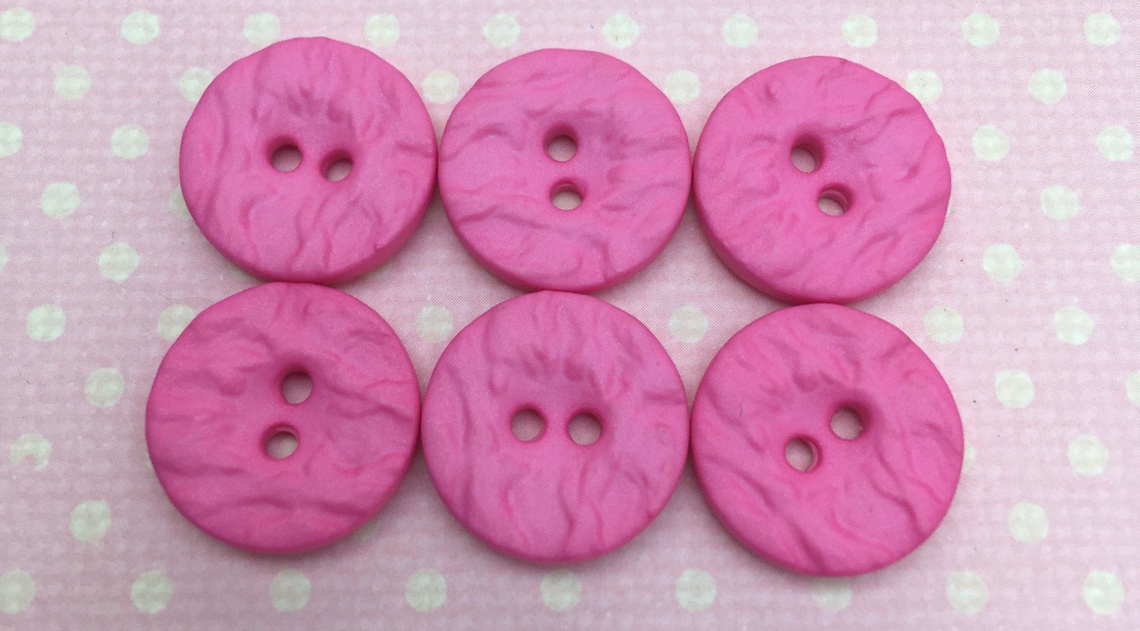 Set of Six New Vintage Pink Buttons. 18mm. - Etsy