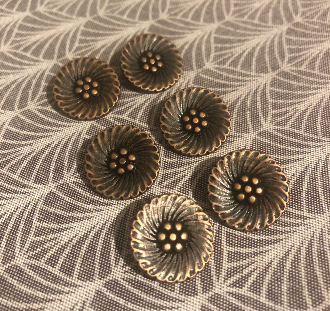 6 X New Vintage Floral Metal Buttons. 12mm. - Etsy