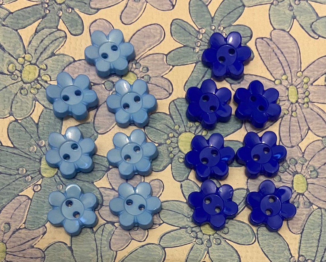 7 X New Vintage Light/dark Blue Flower Buttons. 15mm. - Etsy