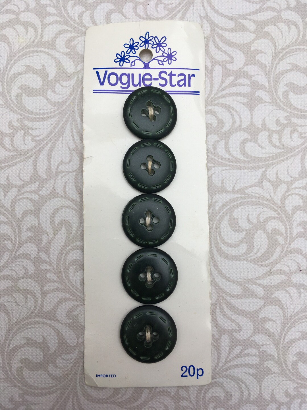 5 X Vintage Dark Green Vogue Star Indented Buttons. 18mm. - Etsy