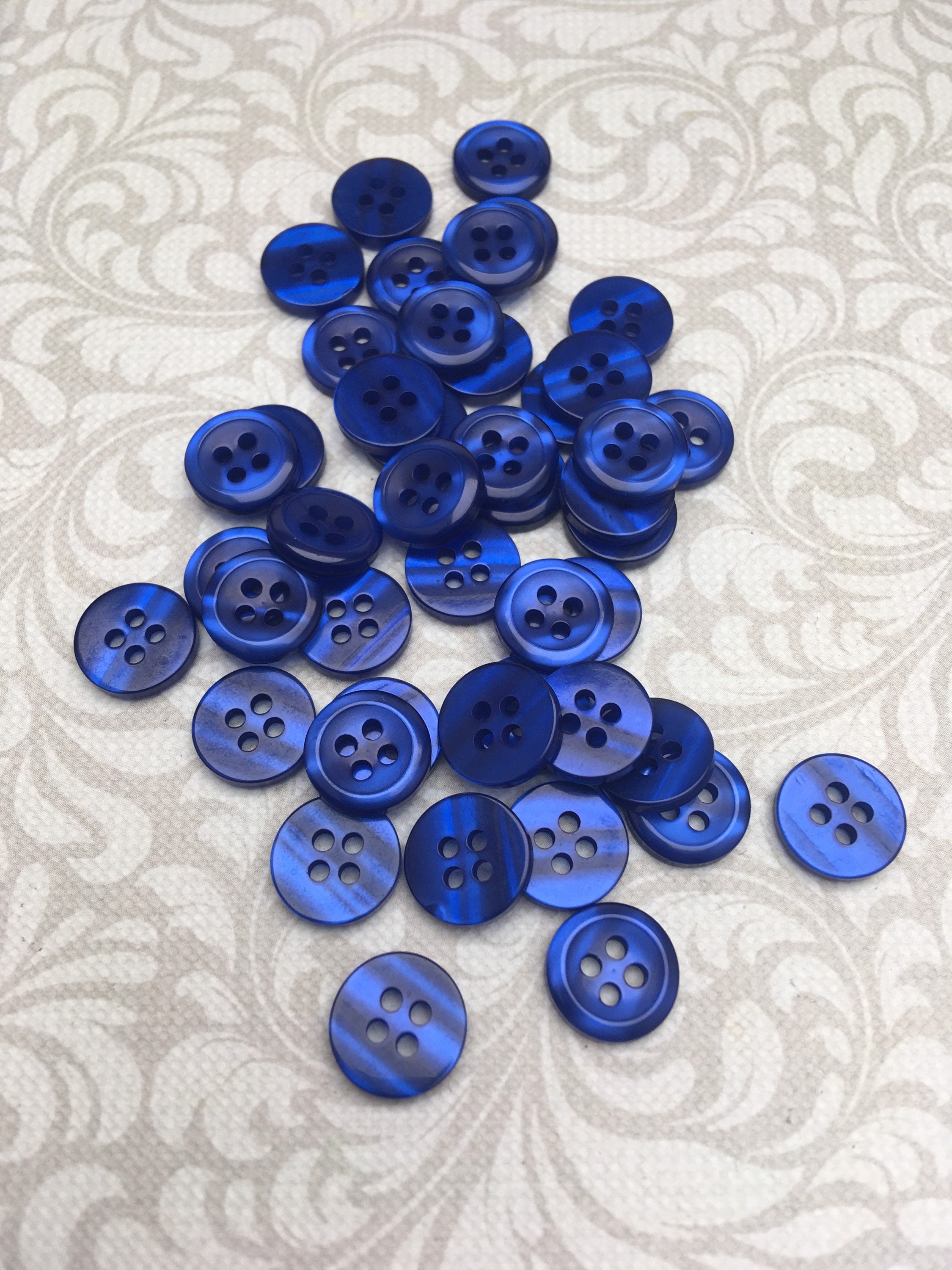 10 X Blue Four Hole Plastic Buttons. 11mm. - Etsy