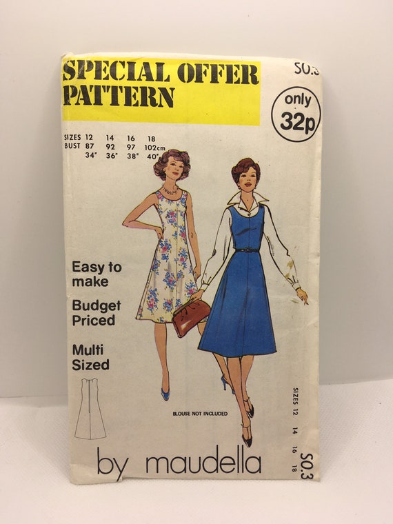 Vintage Maudella Dress Sewing Pattern SO.3. Sizes 12-18. | Etsy