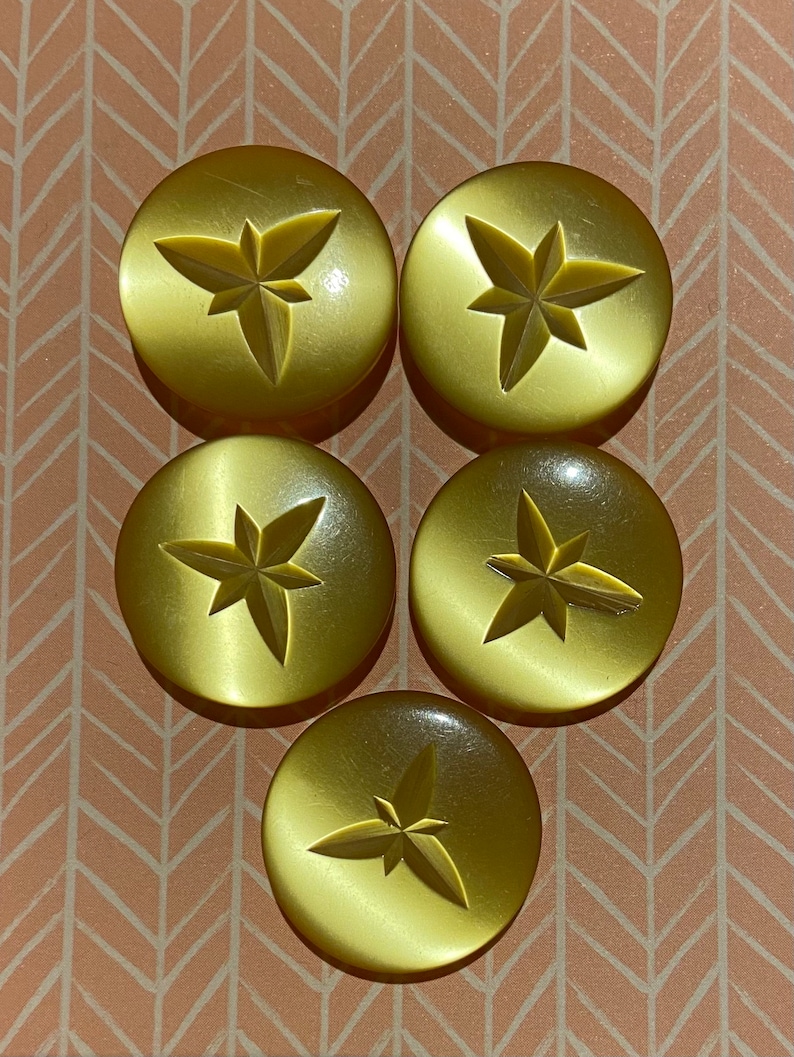 5 X Vintage Golden Yellow Pearl Effect Star Buttons. 21mm. - Etsy