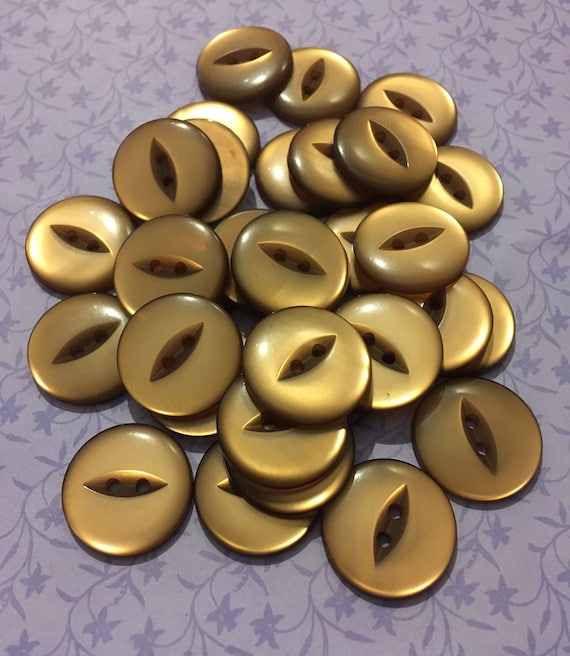8 X Vintage Copper Coloured Fish Eye Buttons. 22mm. | Etsy