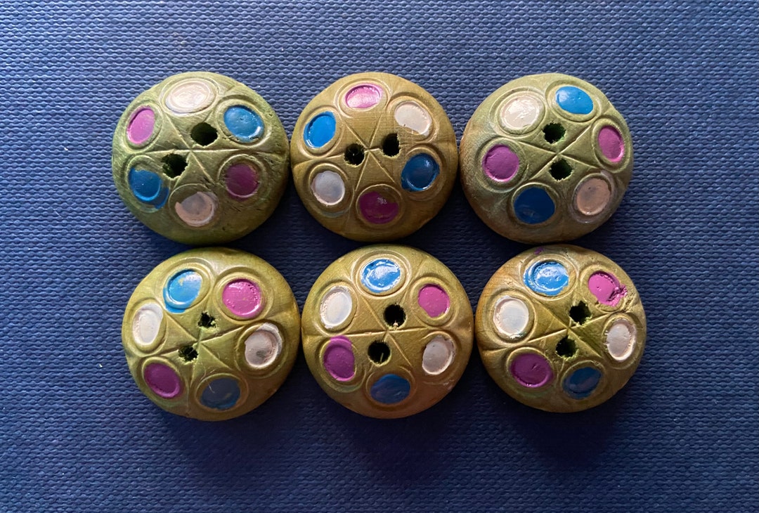 6 X Vintage Wooden Green Dome Spot Buttons. 23mm. - Etsy