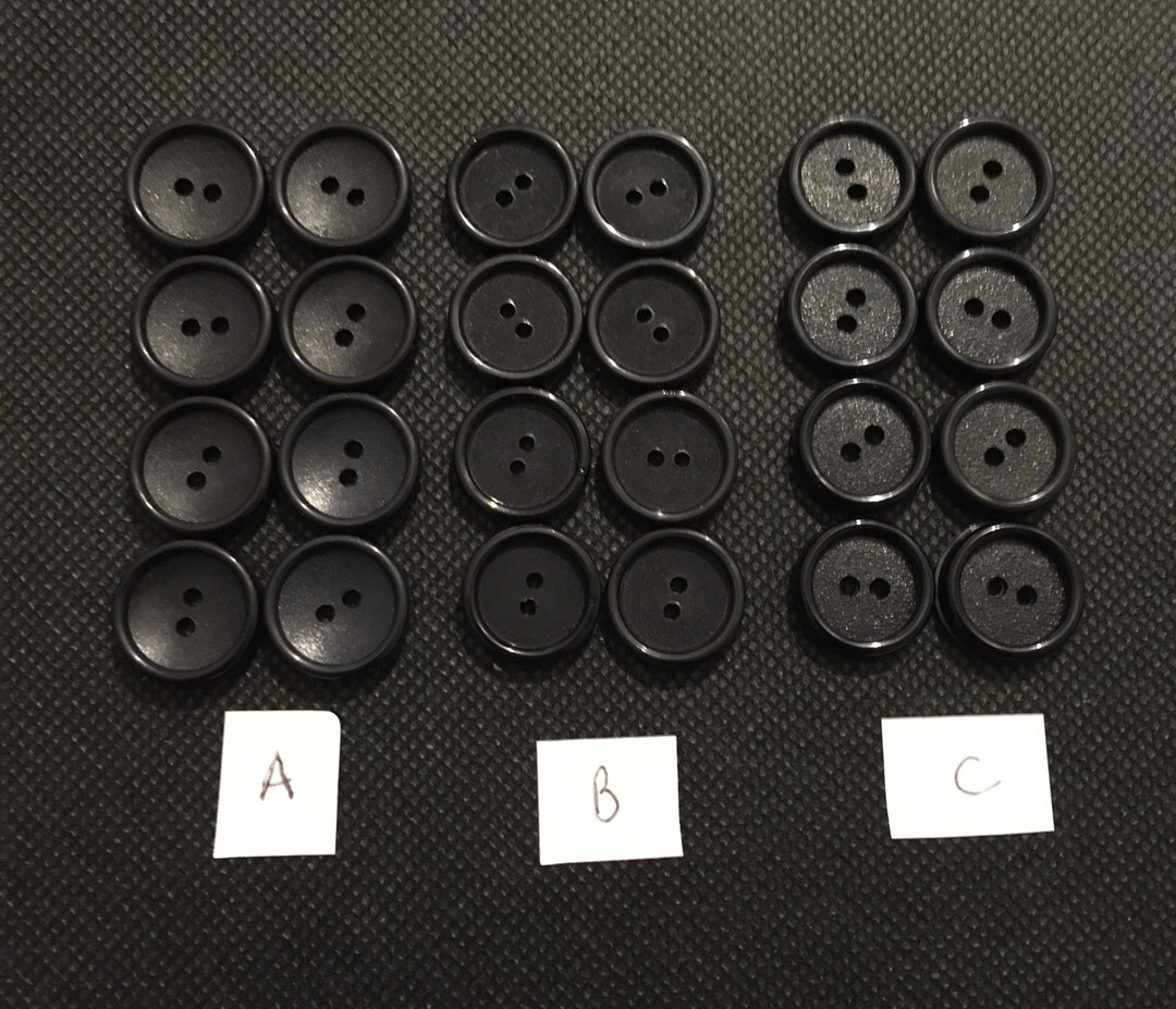 8 X Vintage Various Black Plastic Buttons. 16mm. - Etsy