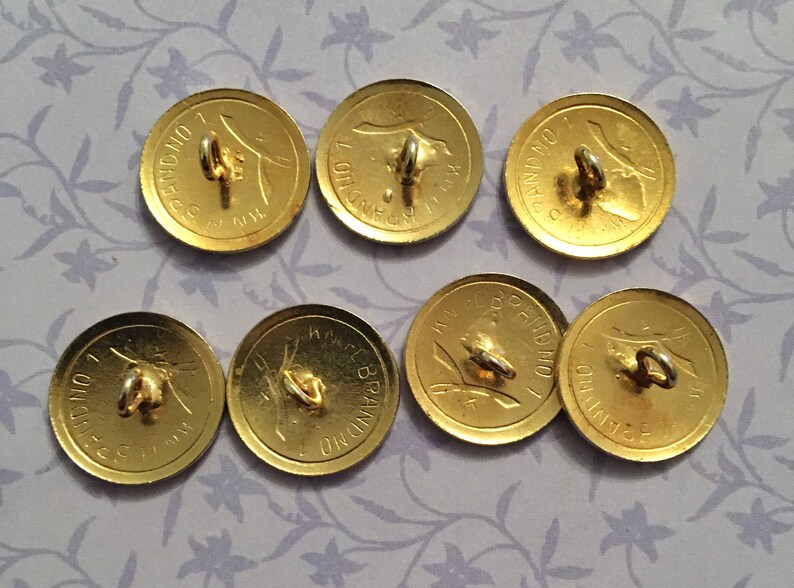 7 X Vintage Gold Toned Metal Buttons. 16mm. | Etsy