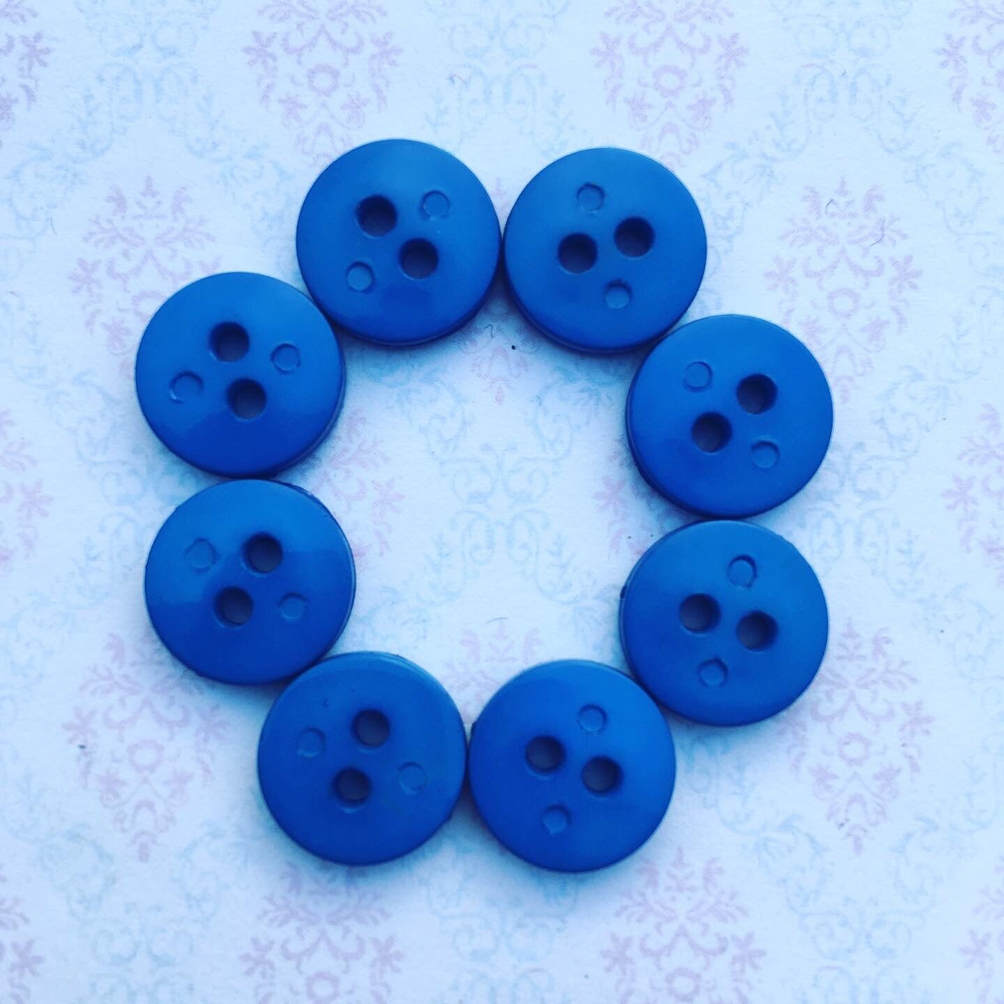 Set of Eight Vintage Blue Plastic Ridge Buttons. 12mm. - Etsy