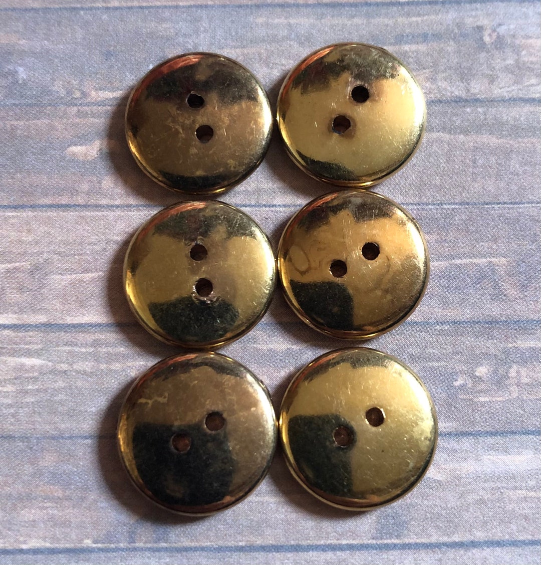 6 X New Vintage Gold Toned Buttons. 15mm. - Etsy UK