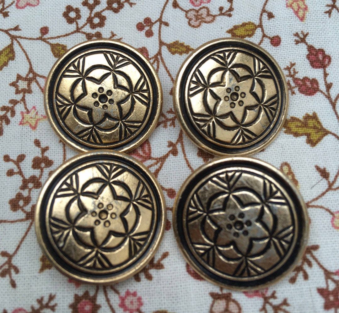 Four Beautiful Vintage Star Flower Metal Buttons. 23mm. - Etsy