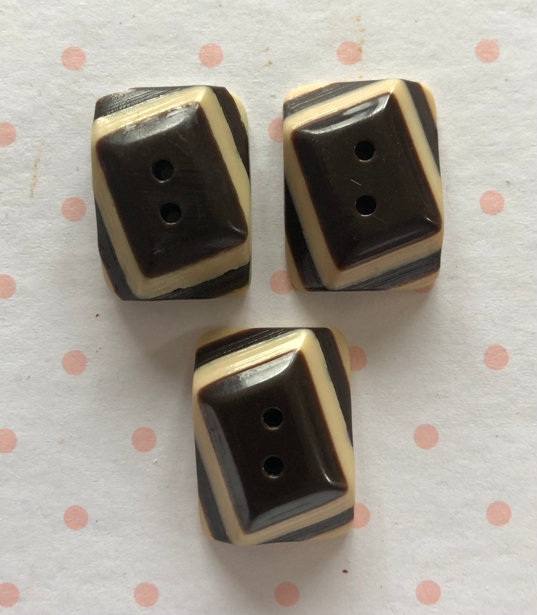 3 X Vintage Rectangular Multi Tone Buttons. 20 X 14mm. - Etsy