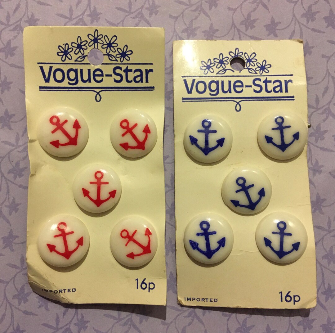 5 X Vintage Vogue Star Coloured Anchor Buttons. 15mm. - Etsy