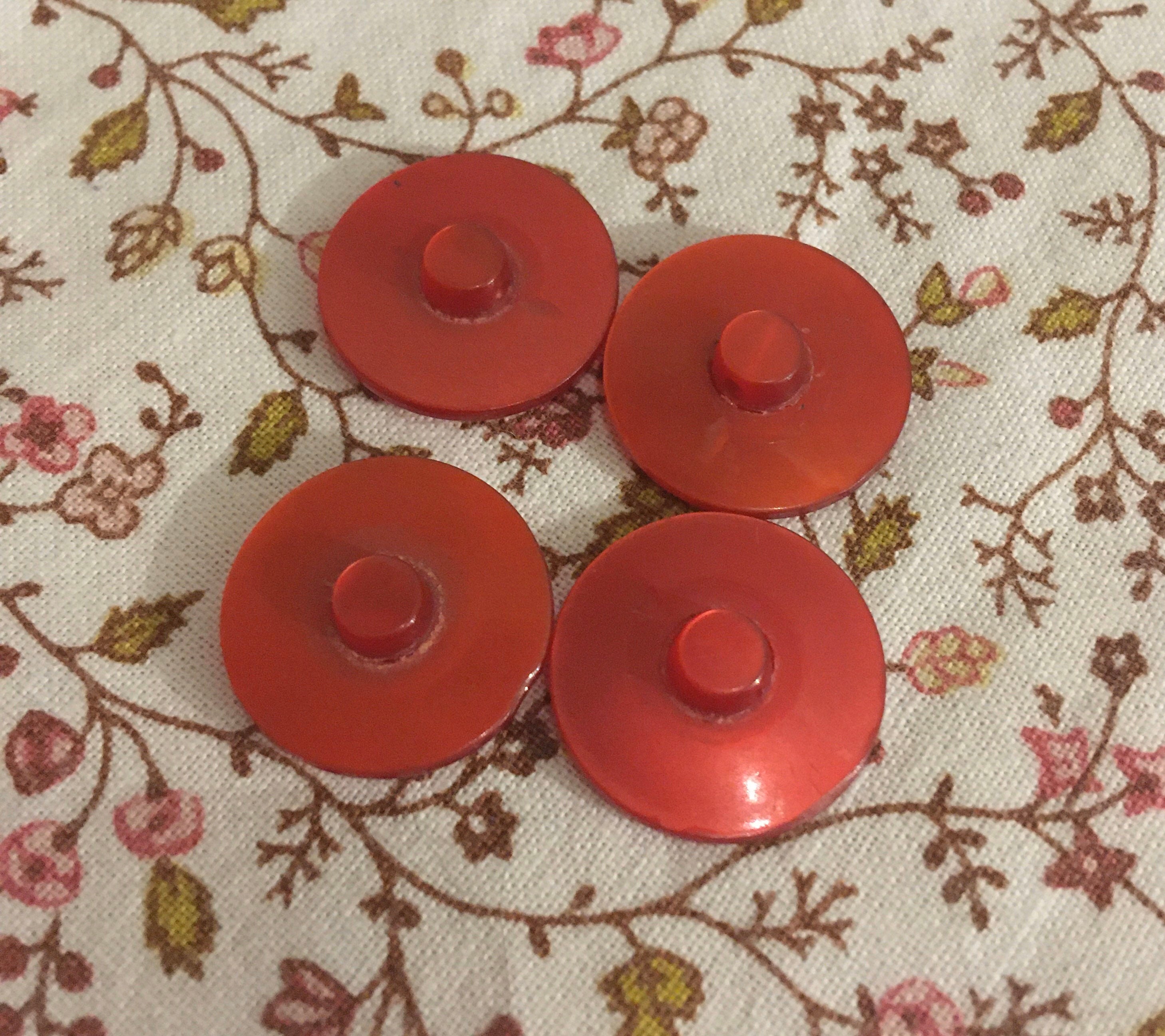 Set of Four Red Unusual Plastic Vintage Buttons. 19mm. - Etsy