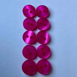 10 X Bright Pink Buttons. 11mm. - Etsy