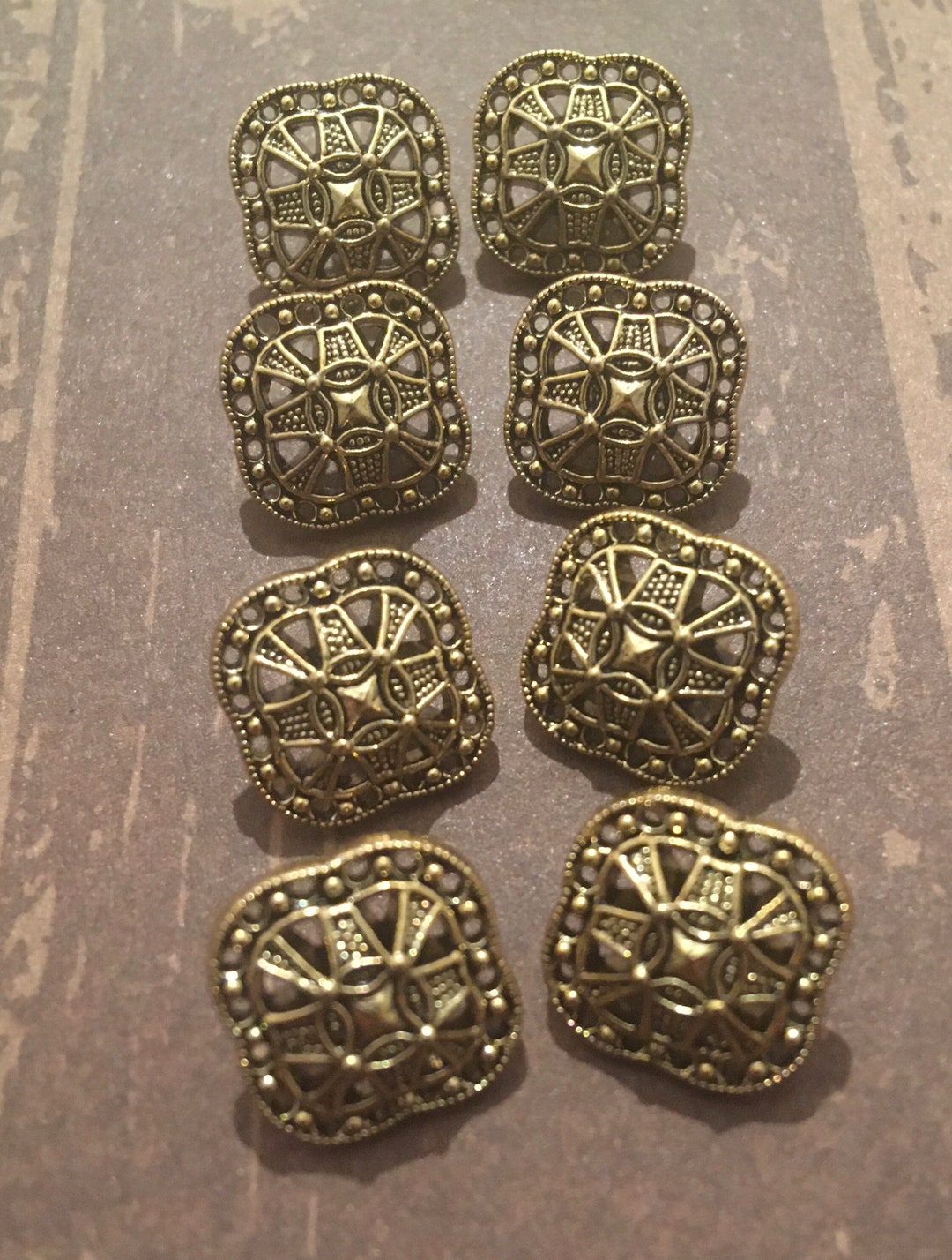 6 X Vintage Gold Toned Ornate Square Buttons. 13mm. - Etsy