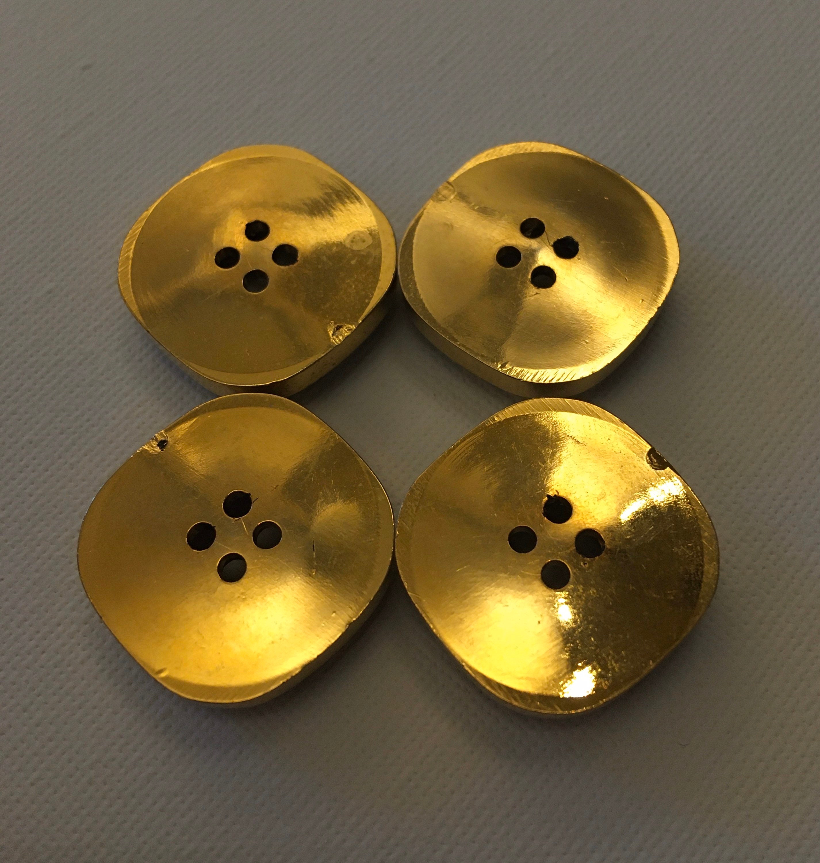 Set of Four Vintage Style Square Gold and Black Toned Plastic Buttons ...