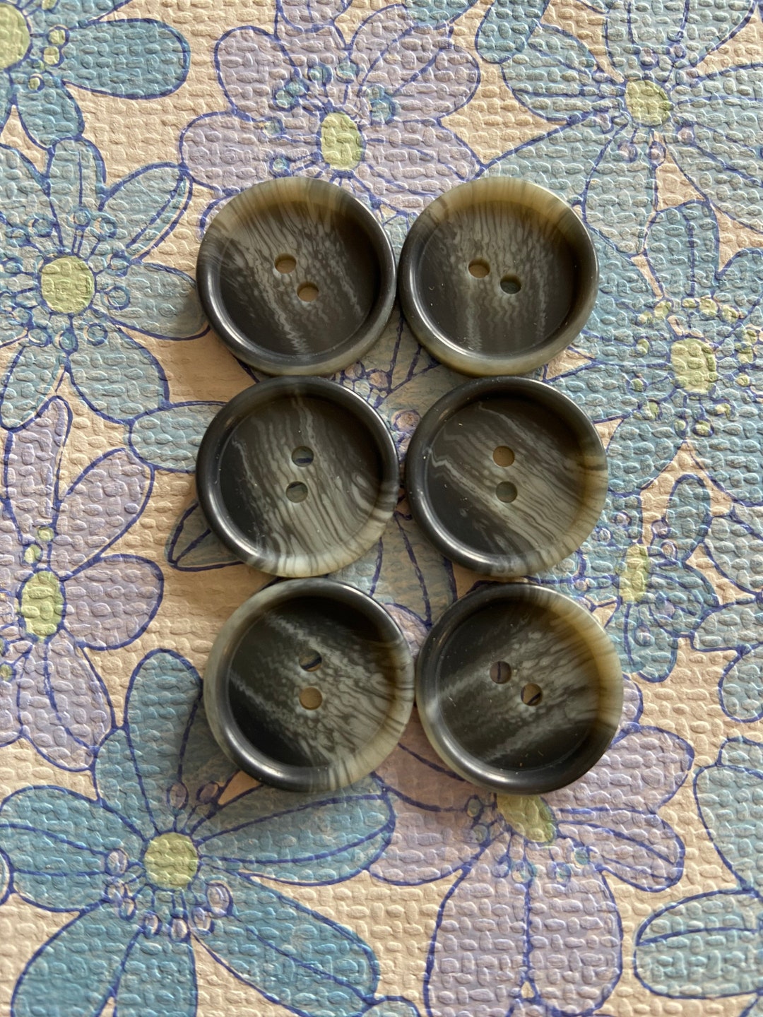 6 X New Vintage Grey and Cream Tortoiseshell Buttons. 19mm. - Etsy