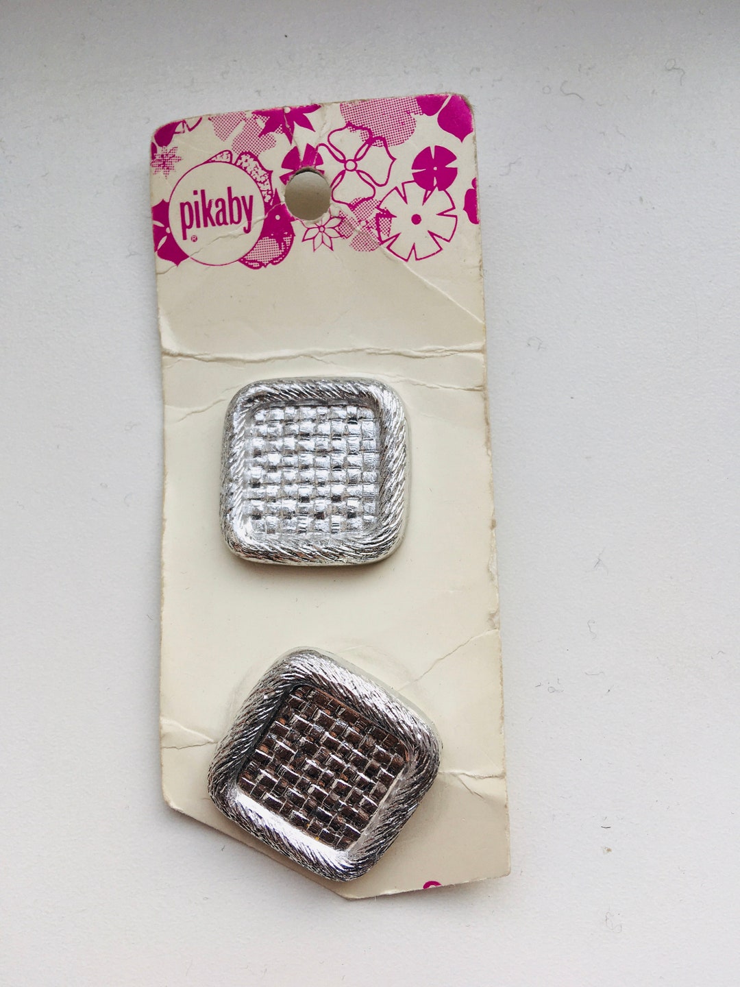 Vintage Pikaby Silver Square Plastic Buttons. - Etsy