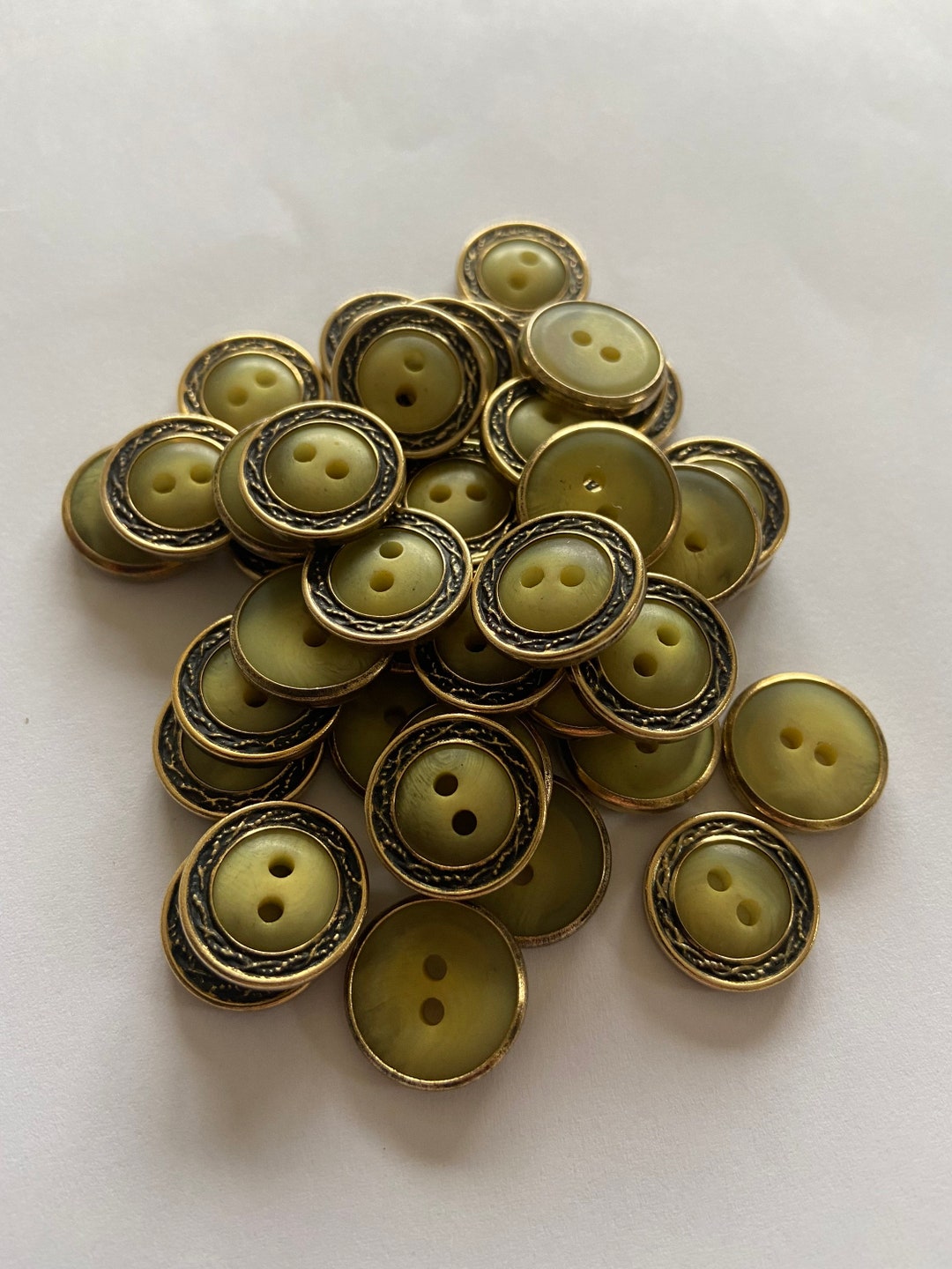 6 X New Mustard Yellow Gold Rim Buttons. 15mm. - Etsy
